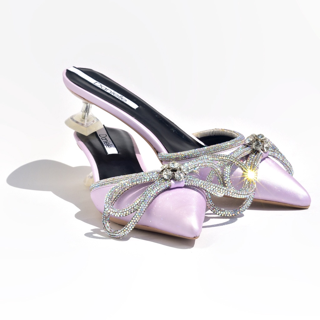 Jual DANIELLE sepatu hak kaca wanita Melissa Ungu tali pita berlian ...