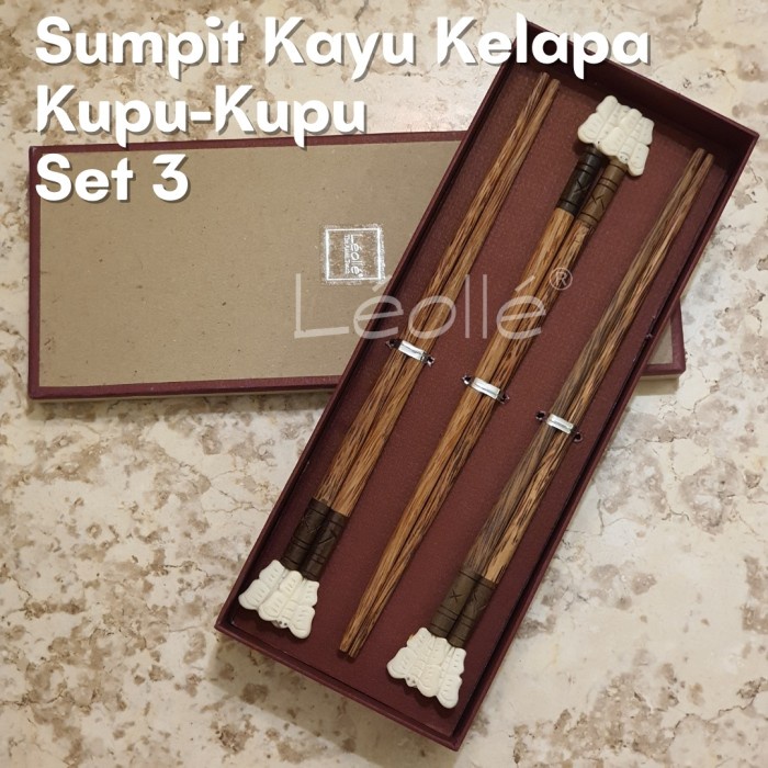 Leolle Sumpit Kayu Kelapa Dekorasi Aksesoris Gading set 3pasang Kupu ...