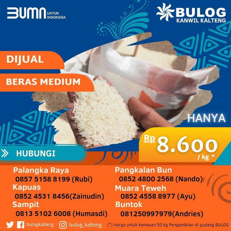 Jual Beras Medium BULOG Kemasan 50 kg Promo Indonesia|Shopee Indonesia