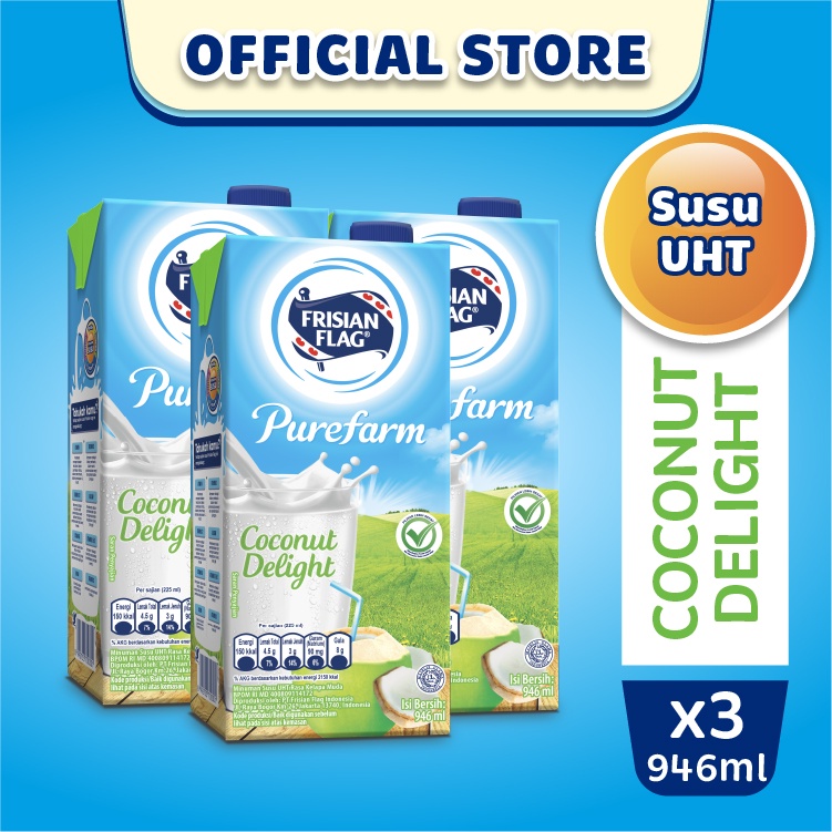 Jual Frisian Flag Family UHT Coconut Delight 946 ml x 3 pcs Indonesia|Shopee Indonesia