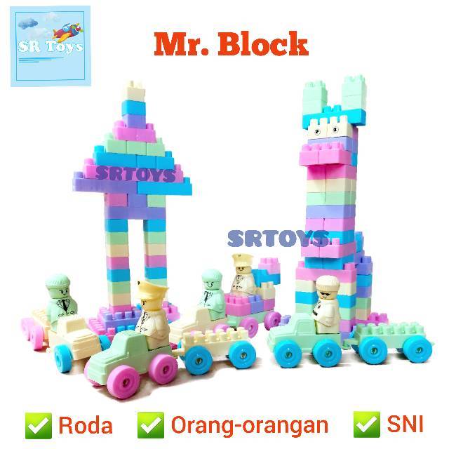 Mainan Anak Edukatif Blocks Blok Mr. Block isi 136 / 176 pcs | Shopee ...