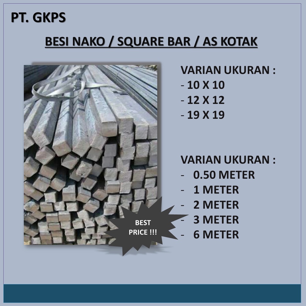 Jual Besi Nako / Square Bar / As Kotak 10 x 10 x 3 Meter | Shopee Indonesia
