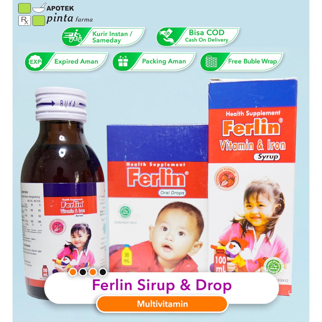 Jual Ferlin Sirup 100 ml & Ferlin Drop 30 ml Suplemen vitamin dan zat ...