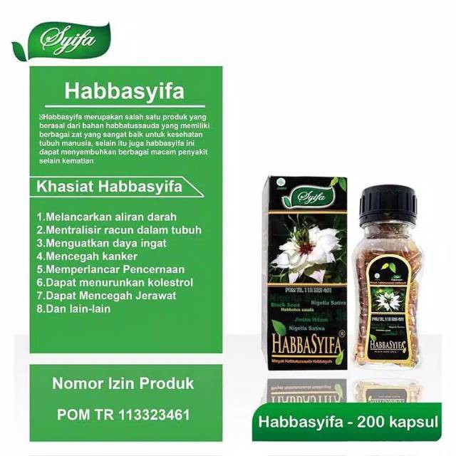 Jual HABBASYIFA isi 200 kapsul minyak habbatussauda 200 kps | Shopee Indonesia