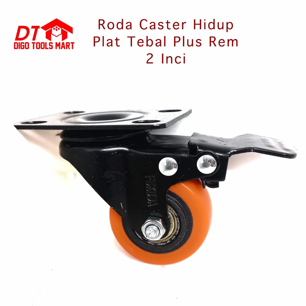Jual Roda Caster Plat Tebal Hidup 2 Inci Plus Rem Roda Nylon Kunci ...