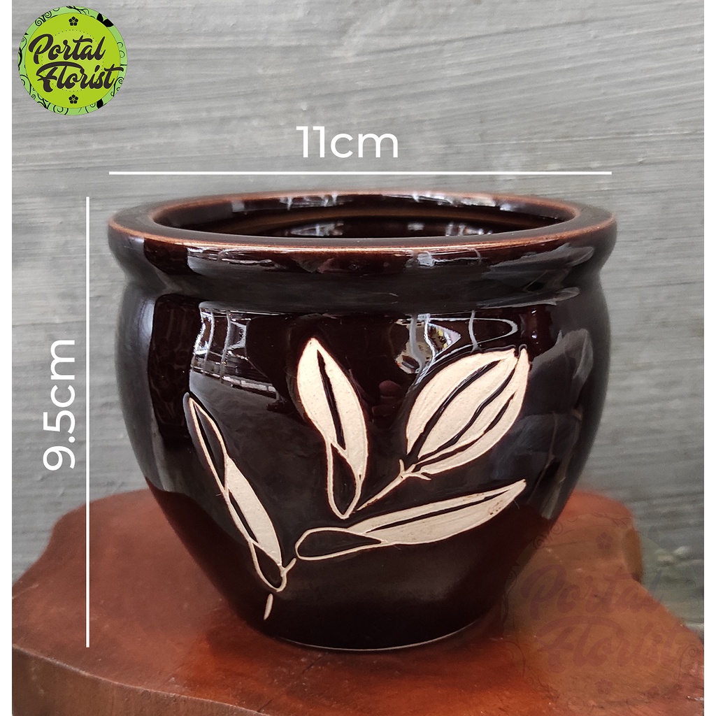 Jual Pot Bunga Hias Gentong Keramik Anggrek Kaktus Succulen Coklat ...