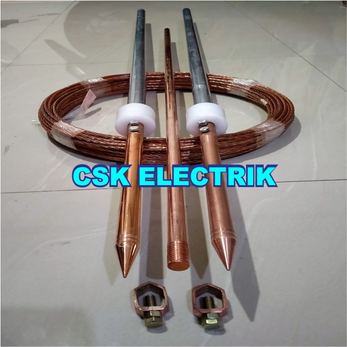 Jual Penangkal Petir 2 Tombak Tembaga + Rod Tembaga + 30 Meter Kabel BC ...