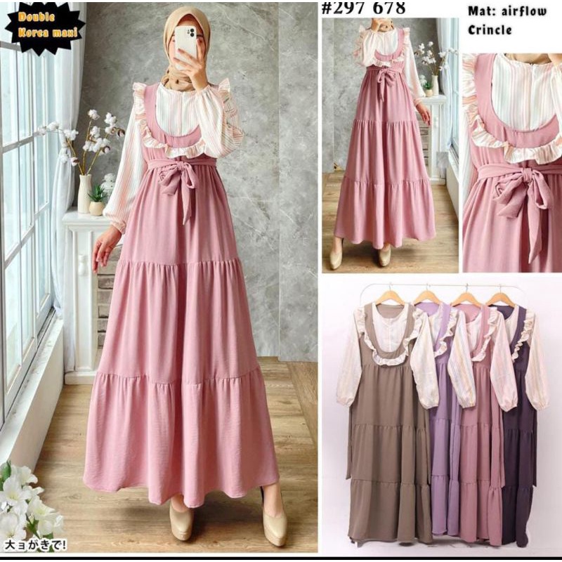 Jual DOUBLE BASIC KOREAN MAXI DRESS | Shopee Indonesia