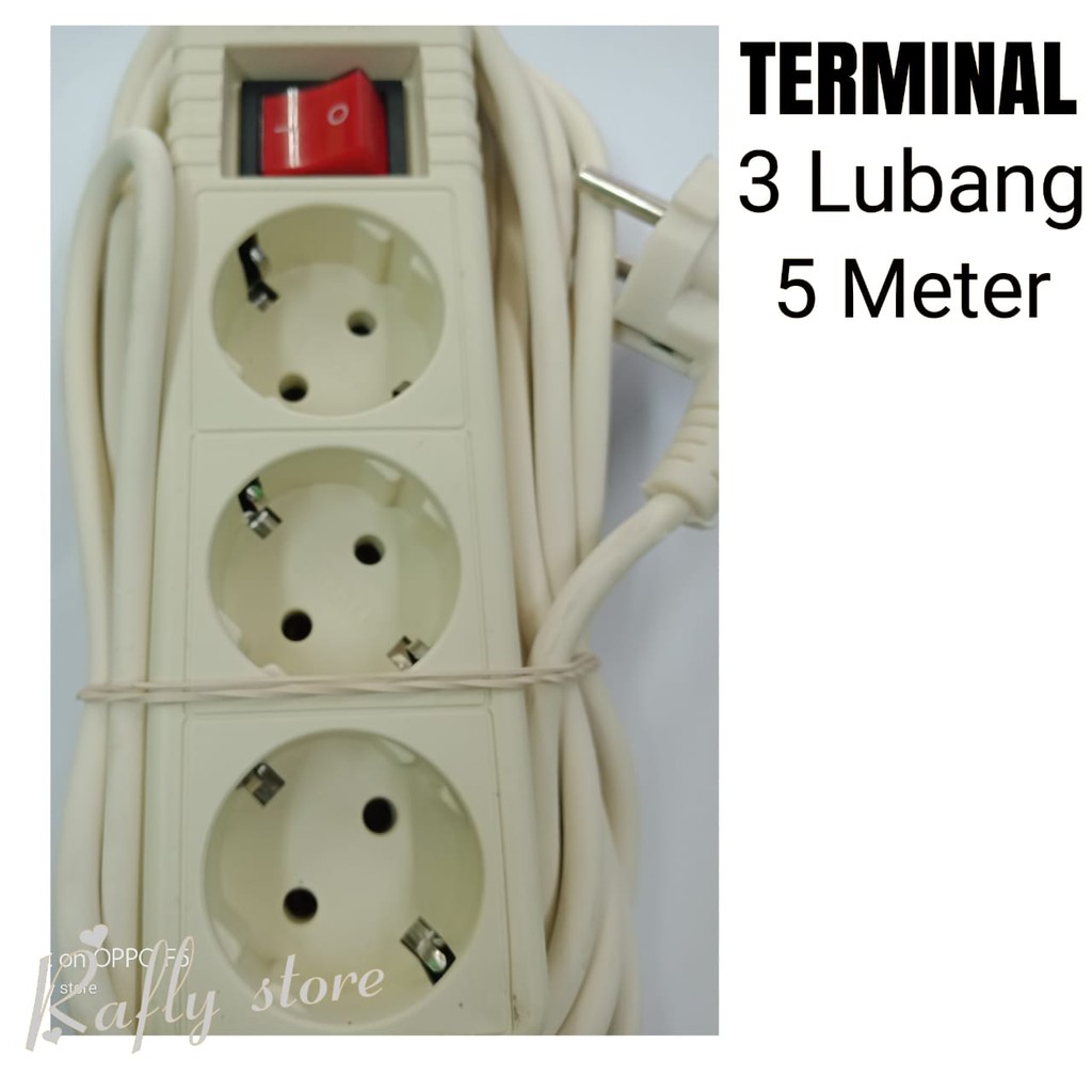 Jual Rafly; Kabel Colokan 3 Lubang 5 meter Ada Tombol ON/OFF Terminal ...