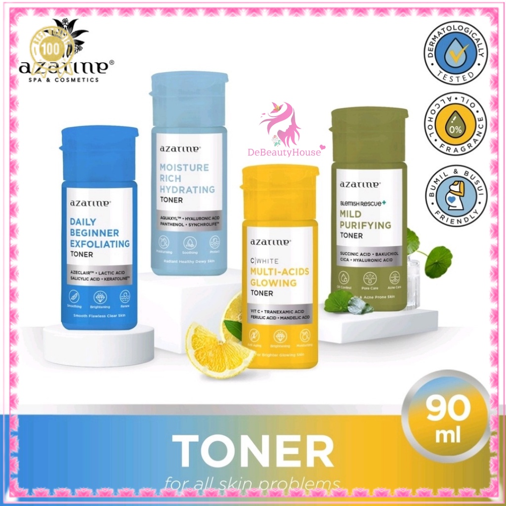 Jual AZARINE Toner 90ml | Mild Purifying / Multi-Acid Glowing ...