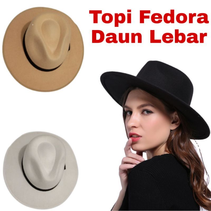Jual Topi Fedora Daun lebar pantai topi fedora panama unisex | Shopee ...