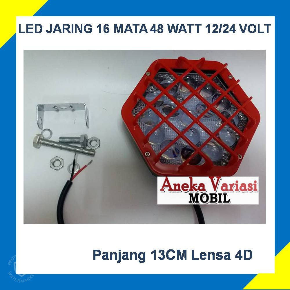 Jual LED JARING 16 MATA 48 WATT 12/24 VOLT. LAMPU TEMBAK SOROT LED 48 ...