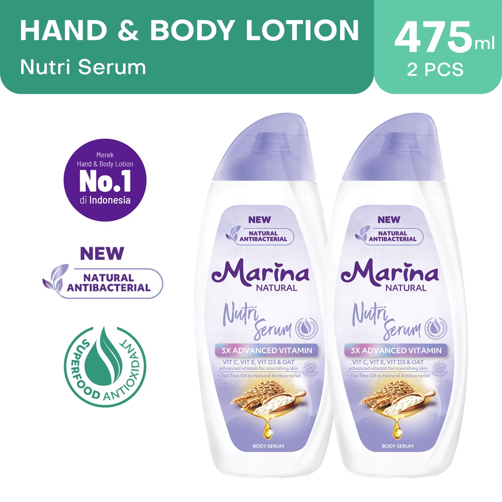 Jual Marina Natural Hand and Body Lotion - Nutri Serum [475 ml / 2 pcs ...