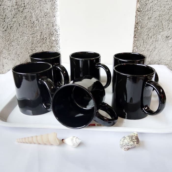 Jual Mug Cangkir Hitam Black & Putih Polos Stoneware Coffee | Shopee ...