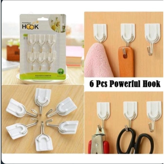 Jual HOOK TEMPEL DINDING 6 IN 1 READY WARNA PUTIH | Shopee Indonesia
