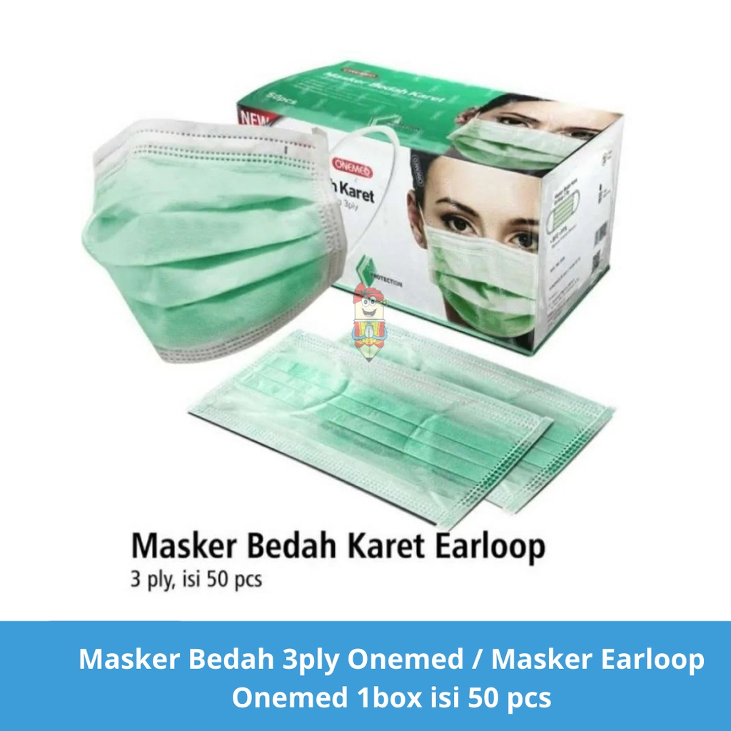 Jual Masker Bedah 3ply Onemed / Masker Earloop Onemed 1box isi 50 pcs ...