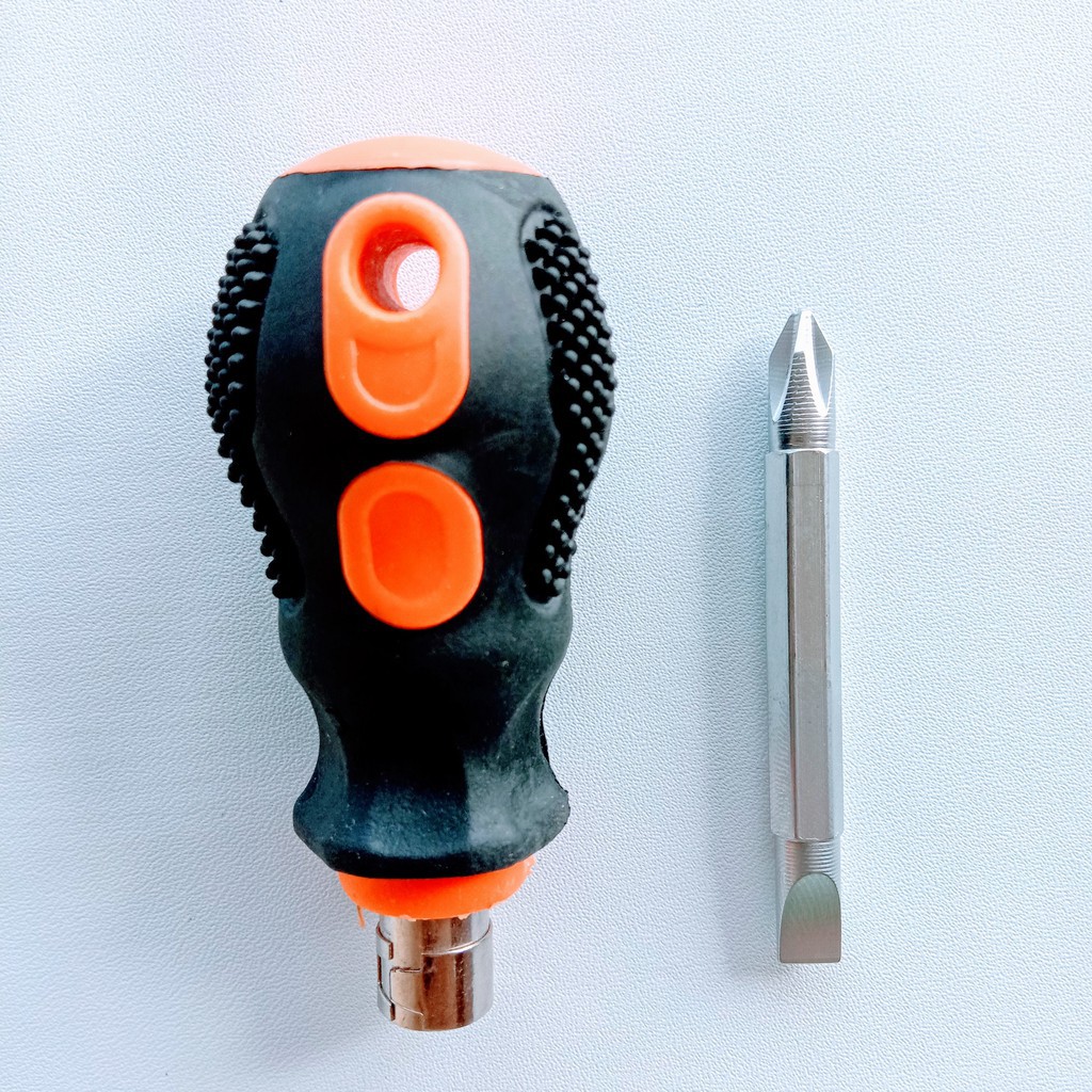 Jual Obeng Bolak Balik Cebol / Obeng Pendek 2in1 Gagang Lapis Karet ...