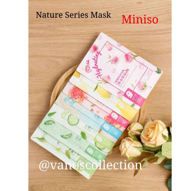 Jual Miniso Sheet Mask Lemon Pomegranate Rice Cucumber Rose Green tea ...