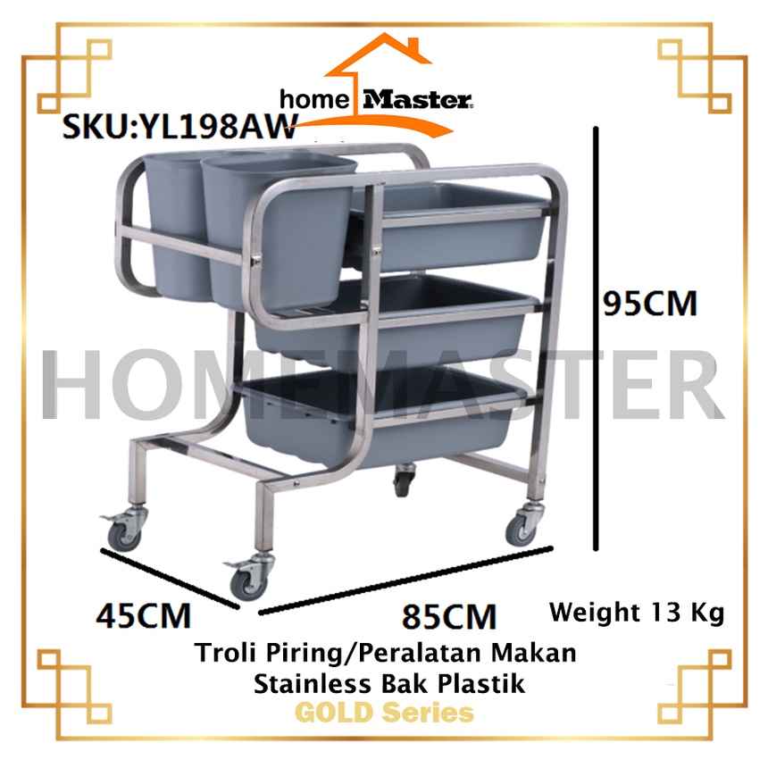 Jual HomeMaster Troli/Trolly Pengumpul Piring/Alat Makan Kotor/Dish ...