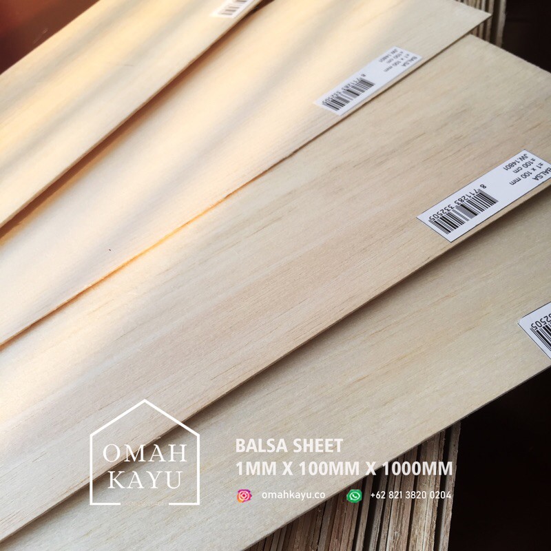 Jual Balsa Sheet Tebal 1mm x 100mm x 1000mm Kayu Maket Murah | Shopee ...