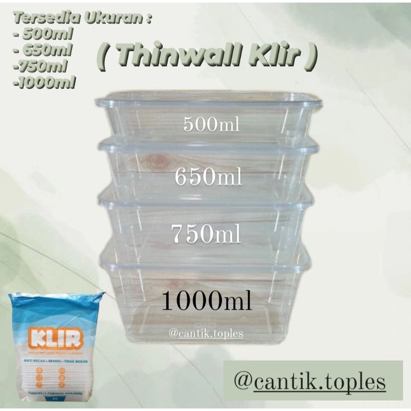 Jual Thinwall Klir 1000ml Kotak Makan Plastik Thinwall Klir Isi 25
