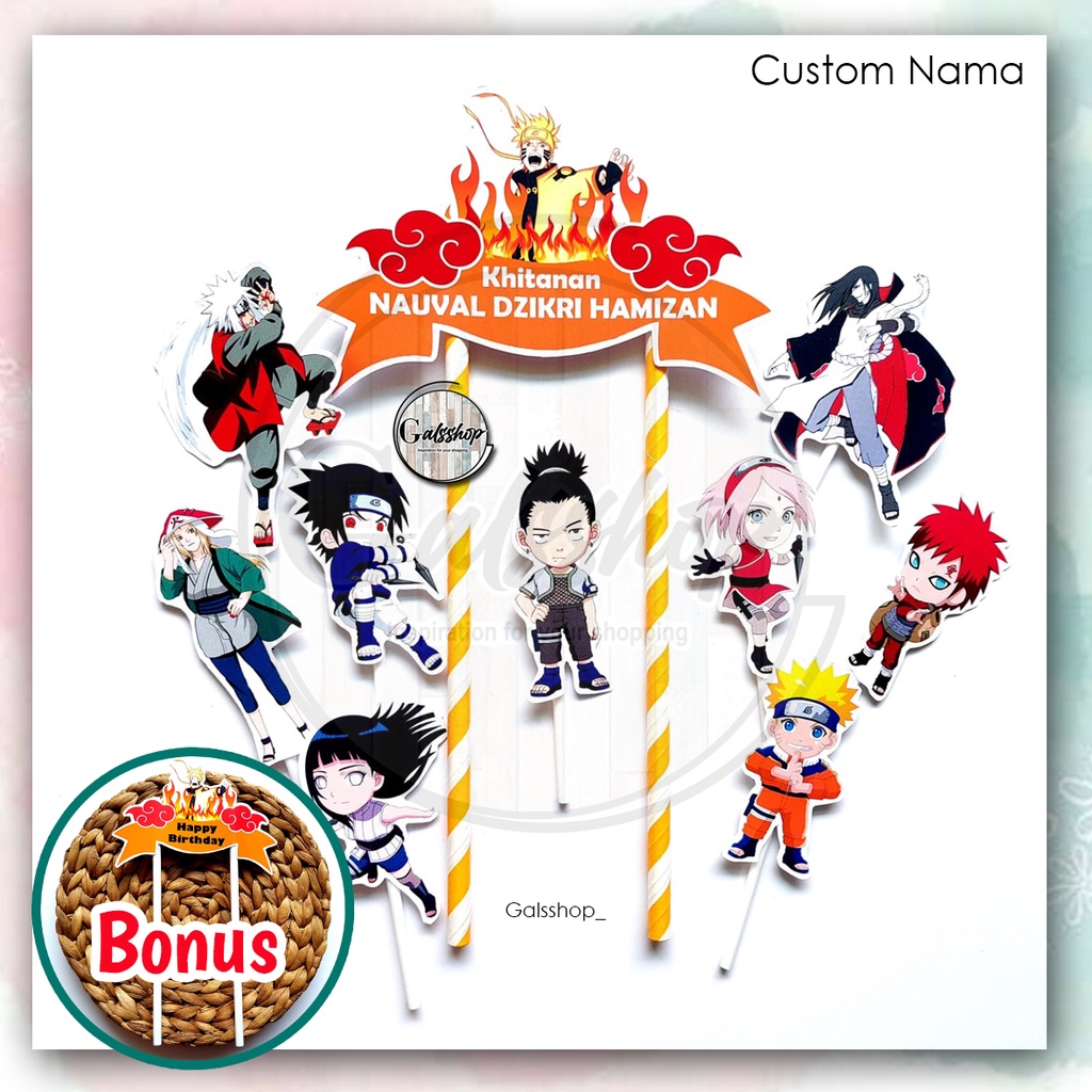 Jual Costum Nama / Foto / Topper Plus Naruto / HIasa Kue / Cake Topper ...