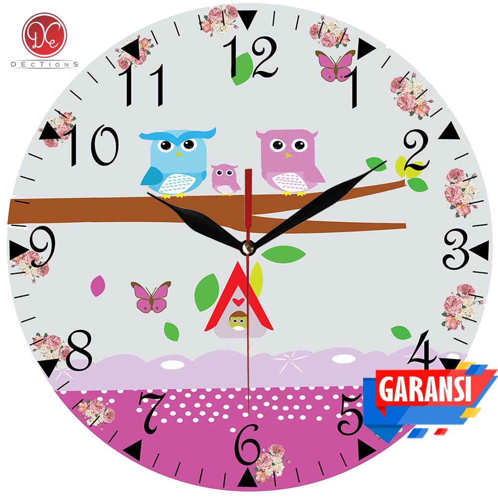 Jual Dections Jam Dinding Unik Minimalis Desain Burung Hantu - Owl Love ...