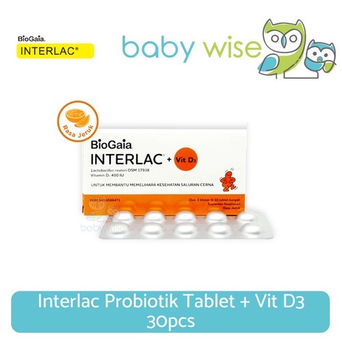 Jual Interlac probiotik + vit D3 400 IU 30 tablet | tablet kunyah rasa ...