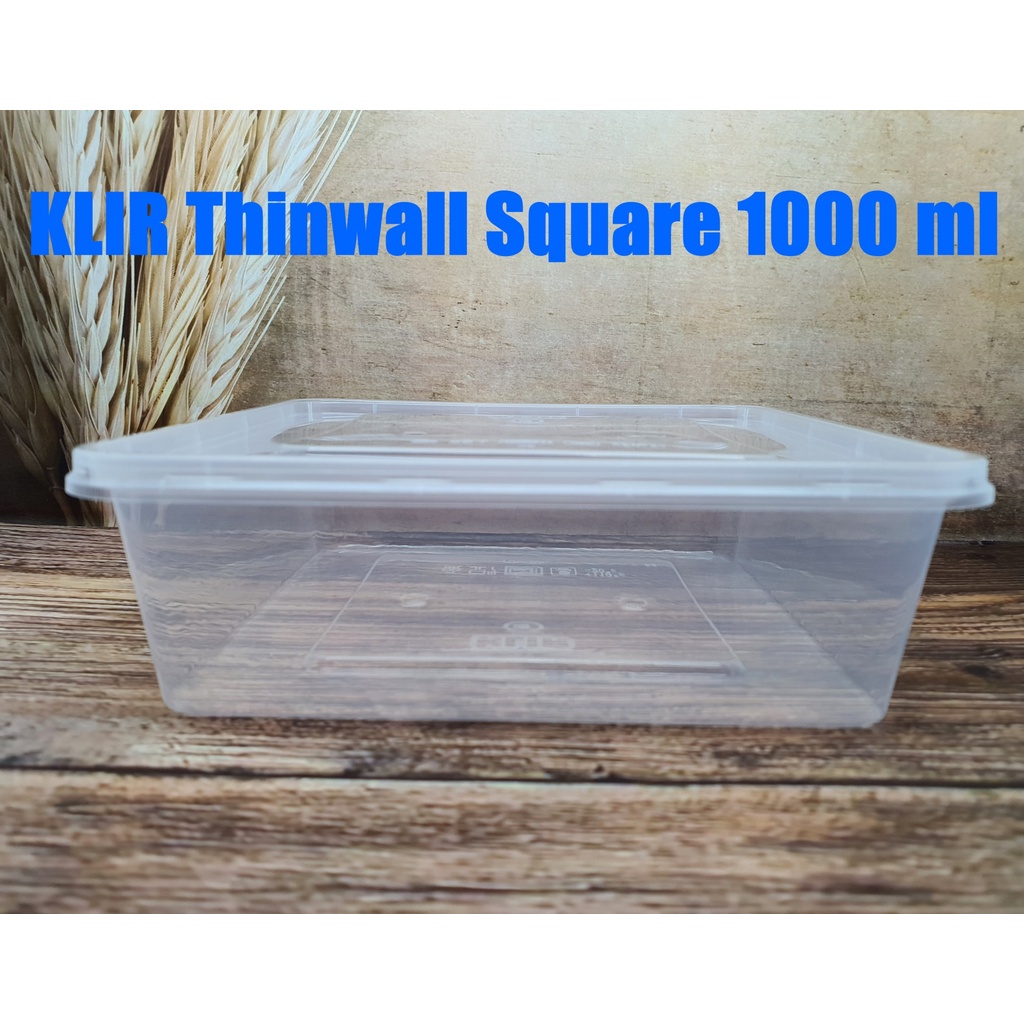 Jual Thinwall KLIR Square / Kotak 1000 ml / / box Plastik / Wadah ...