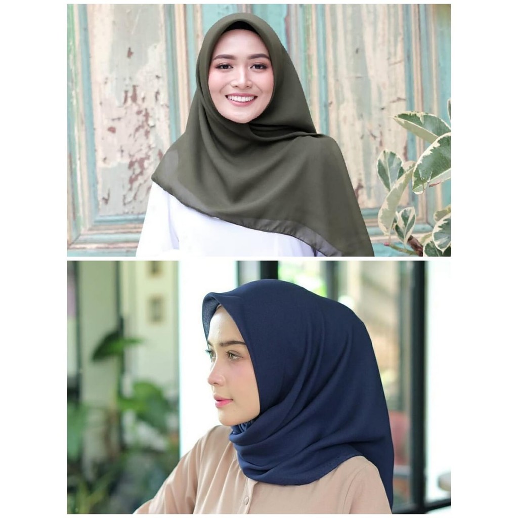 Jual Jilbab Pollicotton Ciffon Double Hicon Bella Square | Shopee Indonesia