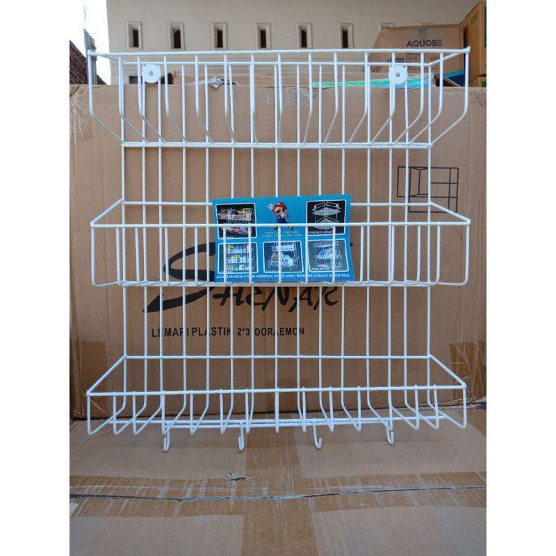 Jual Rak Dinding Serbaguna 3 susun Besi Batangan Lapis Cat Coating Anti ...