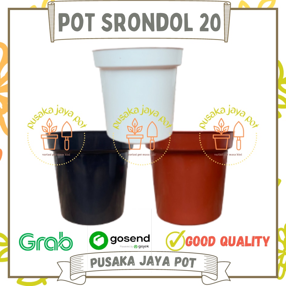 Jual Pot Tinggi Srondol 20 Putih Hitam Merah BataTerracota Merah Coklat ...