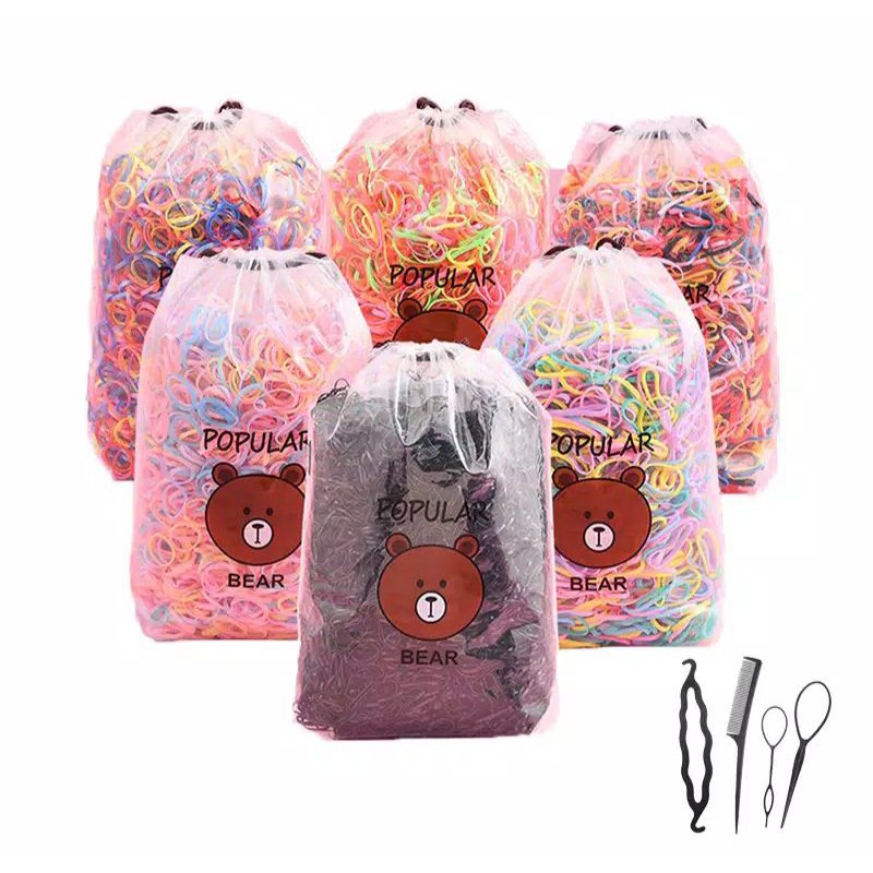 Jual KARET RAMBUT HITAM DAN WARNA-WARNI 2000 pcs | Shopee Indonesia