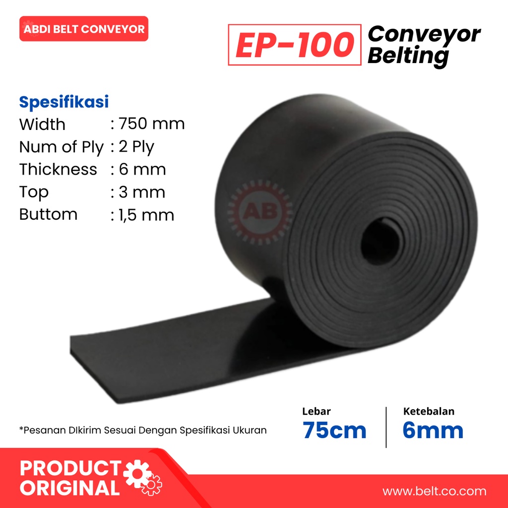 Jual Karet Conveyor Belt 75 cm x 2 Ply ( 6 mm ) Rubber Belt Conveyor ...