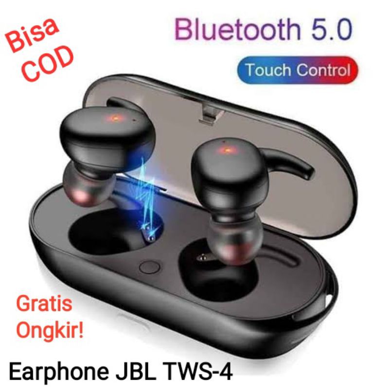 Jual Earphone JBL TWS-4 Bluetooth warna Hitam&Putih | Shopee Indonesia