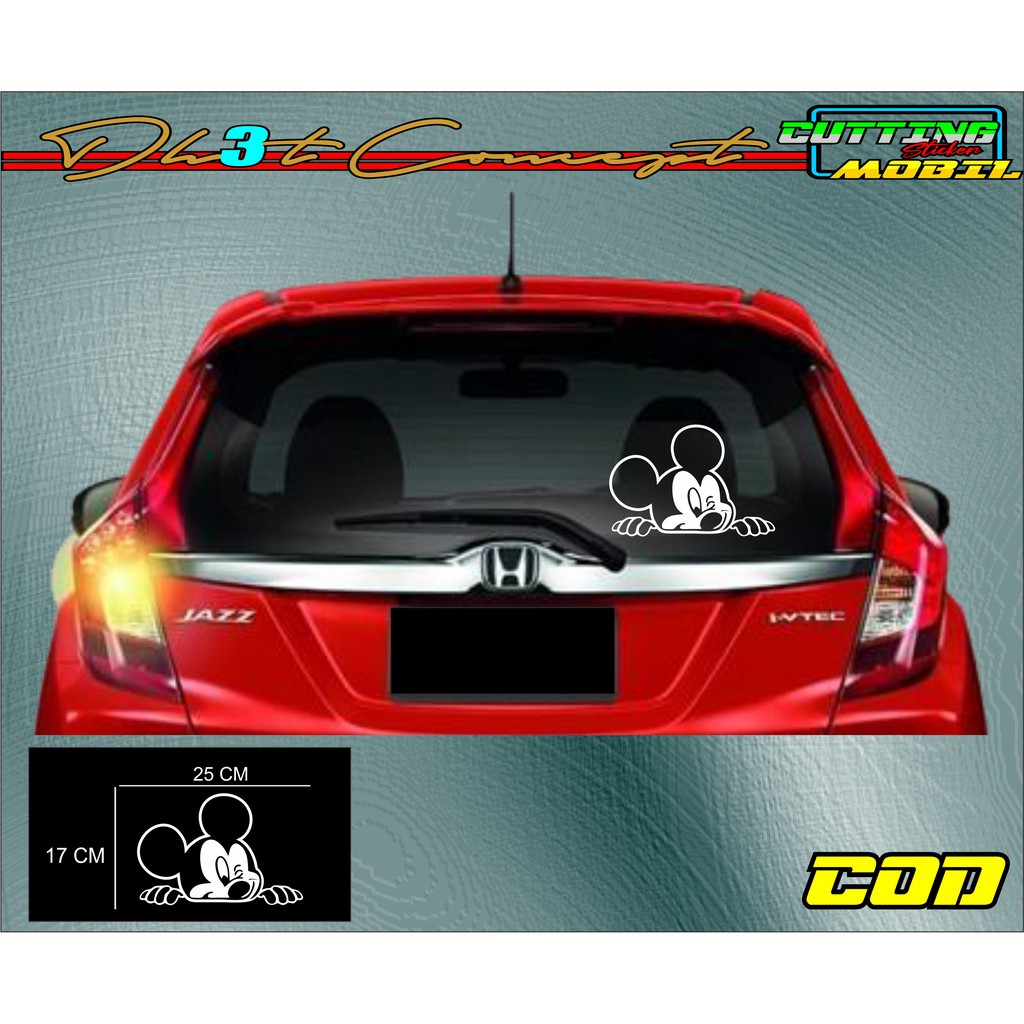 Jual Sticker kaca belakang mobil Cutting Sticker Logo micky mouse ...