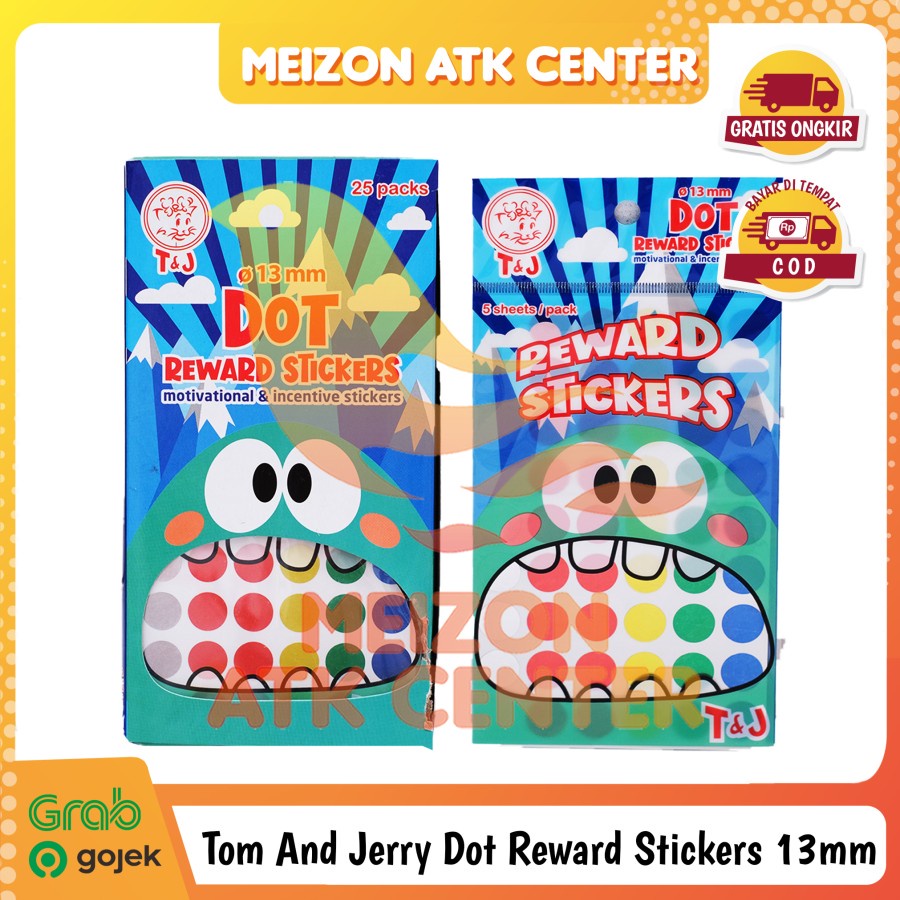 Jual TOM & JERRY REWARD STICKER DOT 13MM Stiker Bulat Metalik TOM and ...