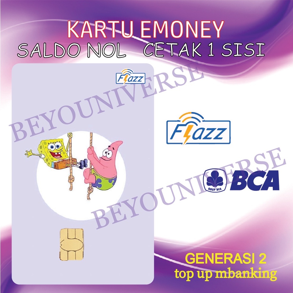 Jual Kartu FLAZZ BCA Gen 2 / Emoney Mandiri Etoll Custom Design Animasi SpongeBob Patrick ...