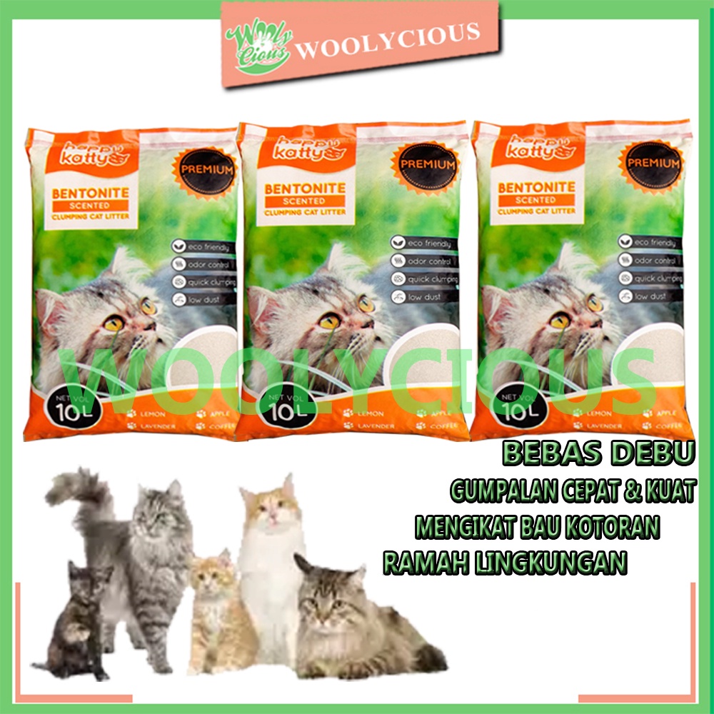 Jual Pasir Kucing wangi gumpal Happy Katty 10L bentonite Cat Litter | Shopee Indonesia
