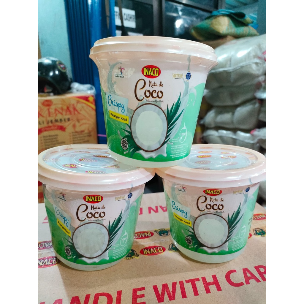 Jual Inaco Nata de Coco crispy potongan kecil 1kg dalam sirup vanilla ...