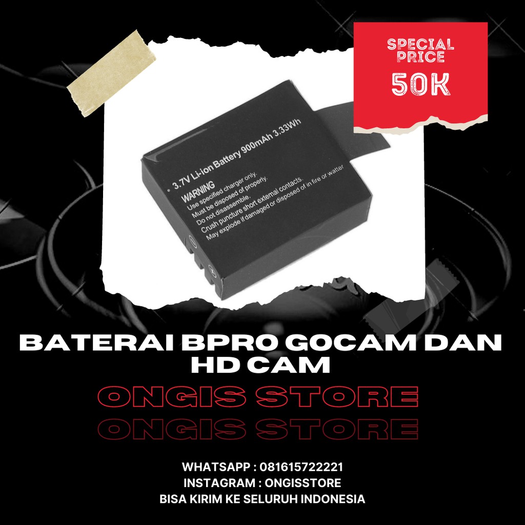 Jual Baterai / Battery Bpro Brica Gocam Kogan dan HD cam 3.7V 900mAh ...