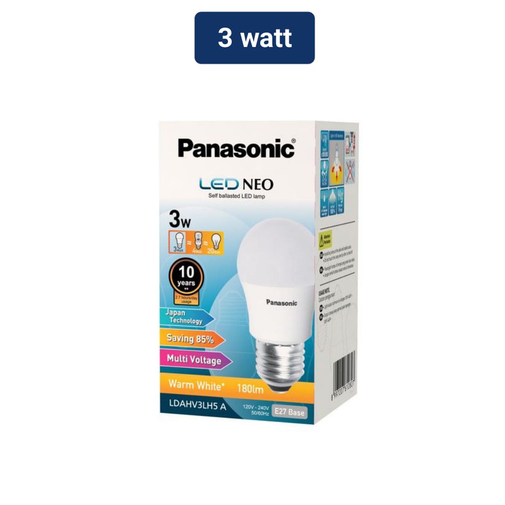 Jual Panasonic Neo 3Watt Lampu LED Bulb Warm White - Kuning | Shopee ...