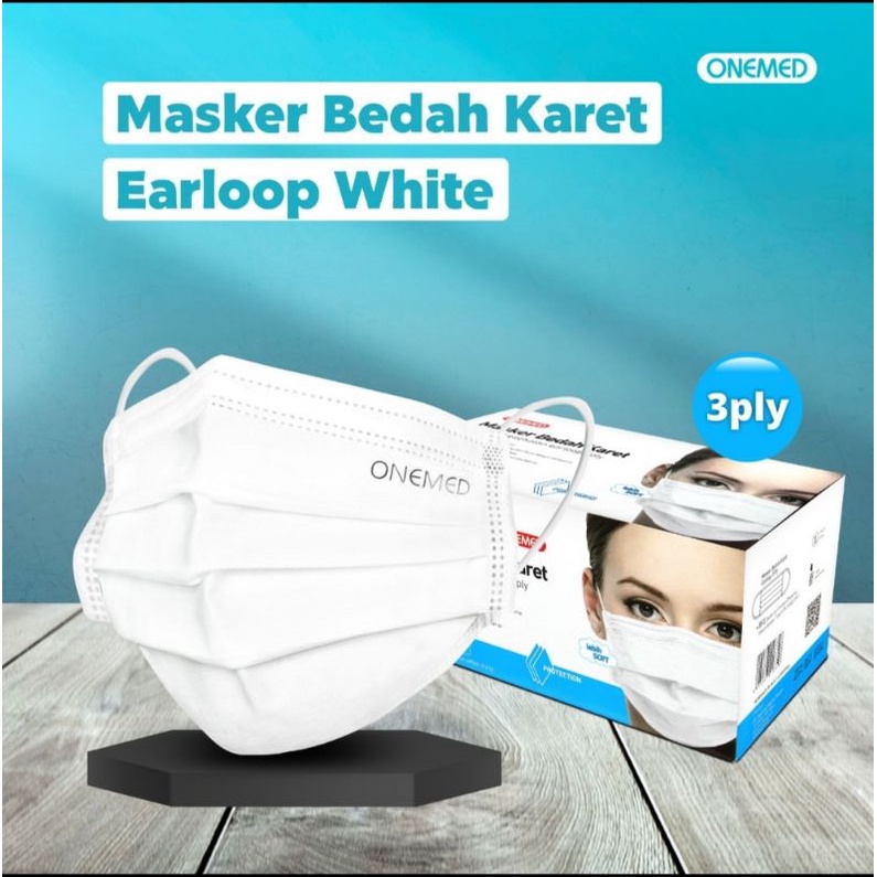 Jual Masker Medis OneMed 3 ply isi 50 pcs putih white earloop putih ...