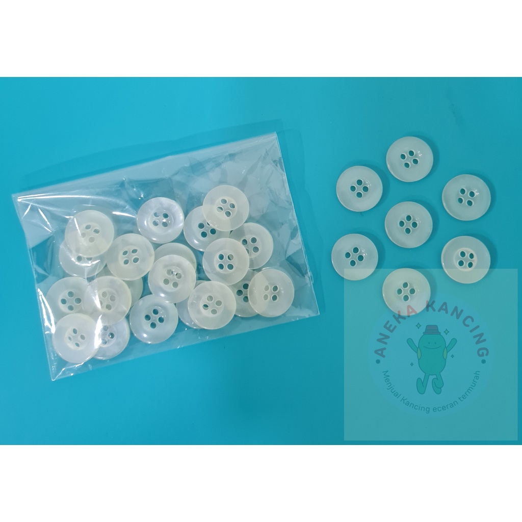 Jual [20 pcs] Kancing Lubang 4 Broken White Cream Bening 24L (1.5cm ...
