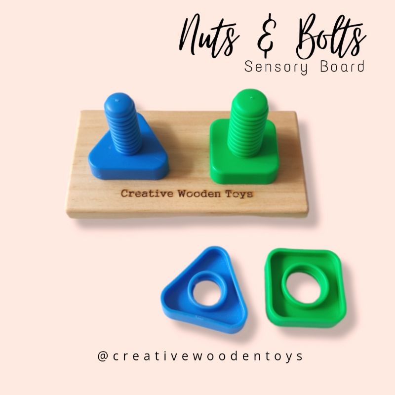 Jual (Creative Wooden Toys) Nuts and bolts board, Sensory board, busy ...