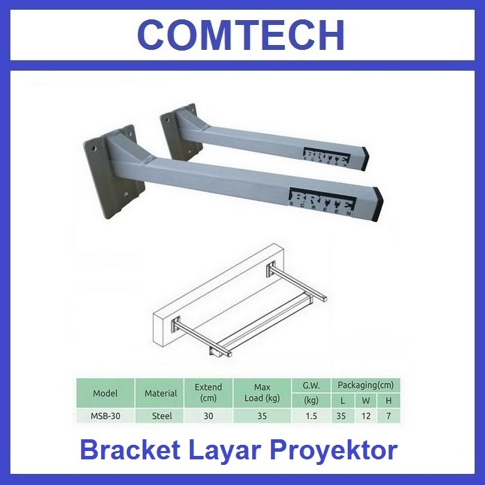 Jual Brite Bracket Layar Proyektor MSB-30 Dudukan Gantungan Projector ...