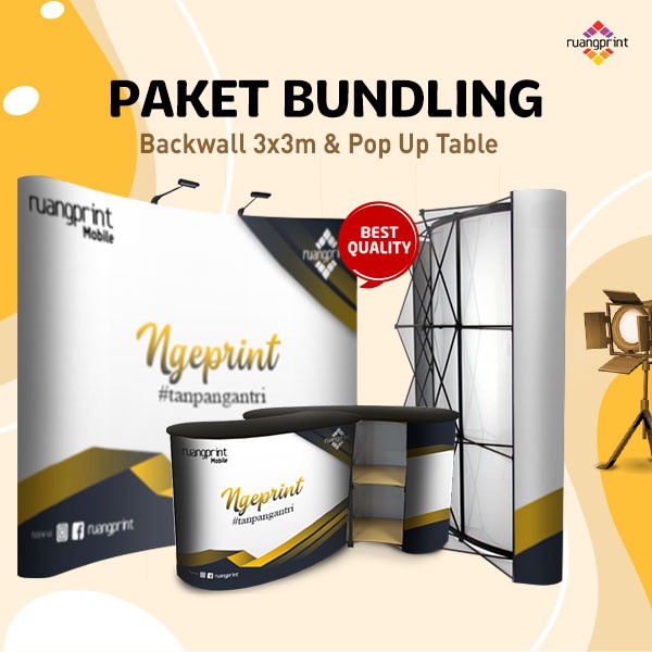 Jual Bundling Backwall Portable 3x3 + Pop Up Table / backwall backdrop ...