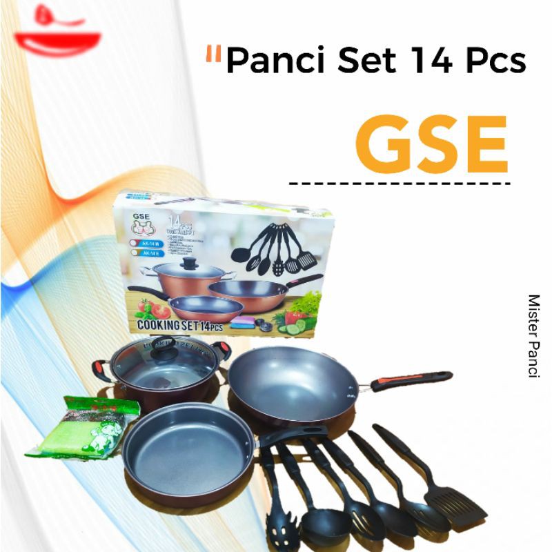 Jual Panci Set 14pcs Cookware Set GSE - Panci + Wajan + Spatula + Spoon ...