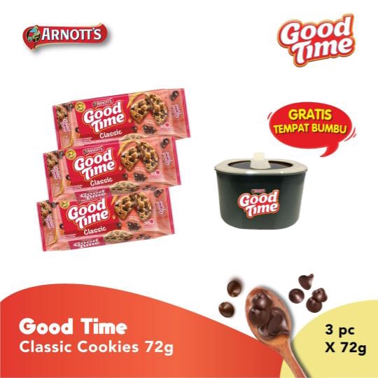 Jual Good Time Classic Chocochips Cookies 72 Gr x 3 Free Seasoning Jar ...