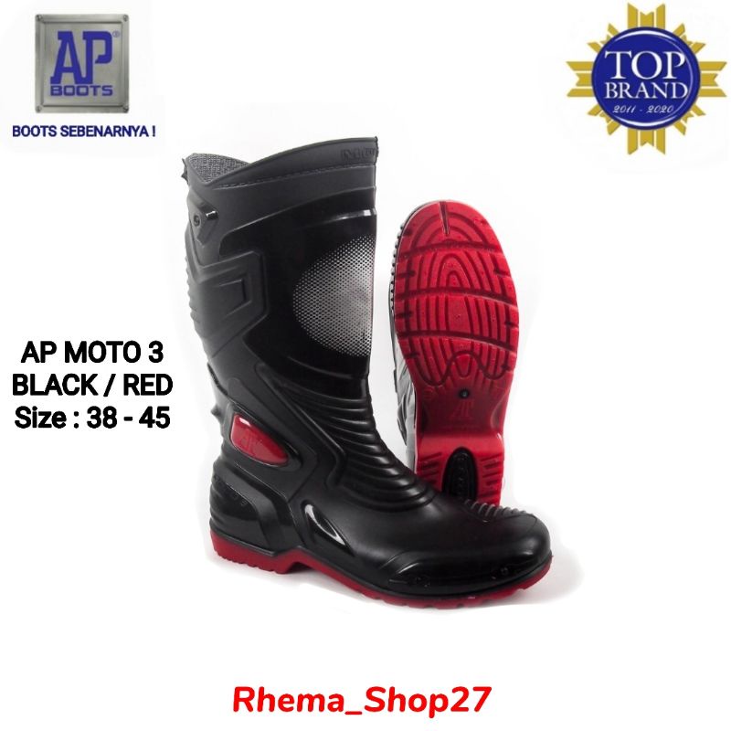 Jual AP BOOTS MOTO 3 BLACK/RED #TERBARU Sepatu Boots AP Moto 3 | Sepatu ...